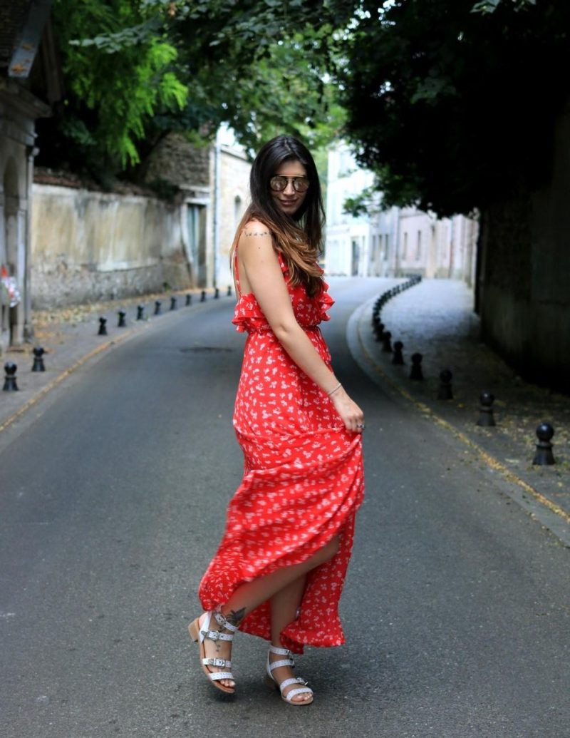Comment porter une robe longue rouge - Estelle Test For You blog mode